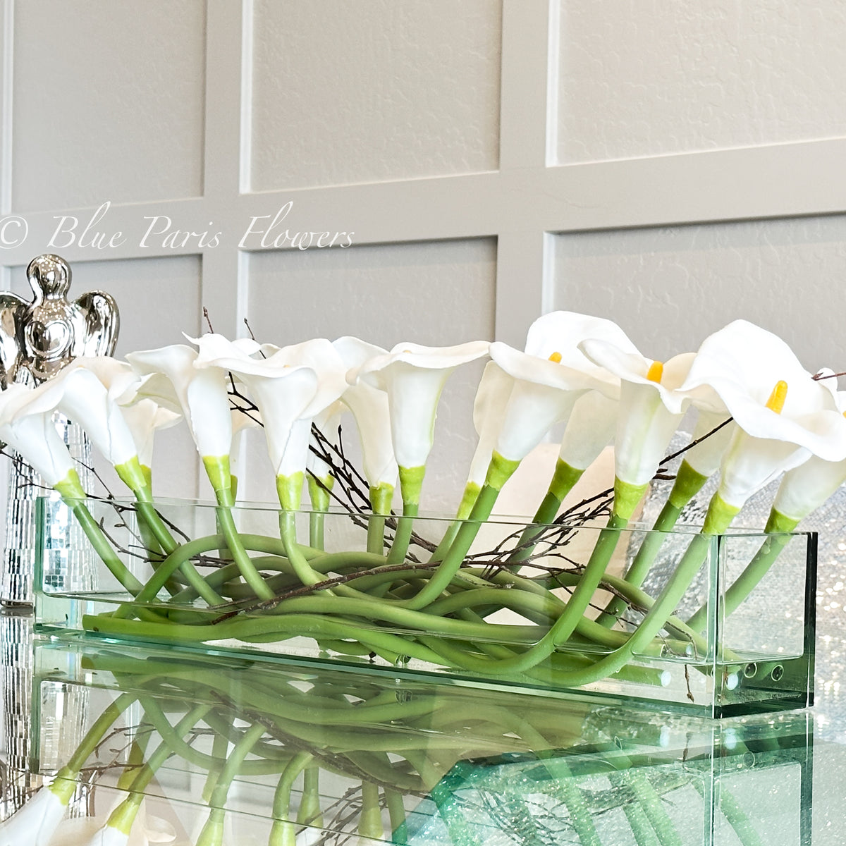 Modern Long White REAL TOUCH Calla Lily Arrangement Artificial Faux Ce ...